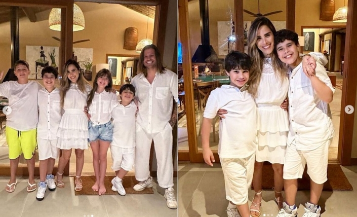 Wanessa Camargo e Dado posam juntos com filhos pela 1ª vez