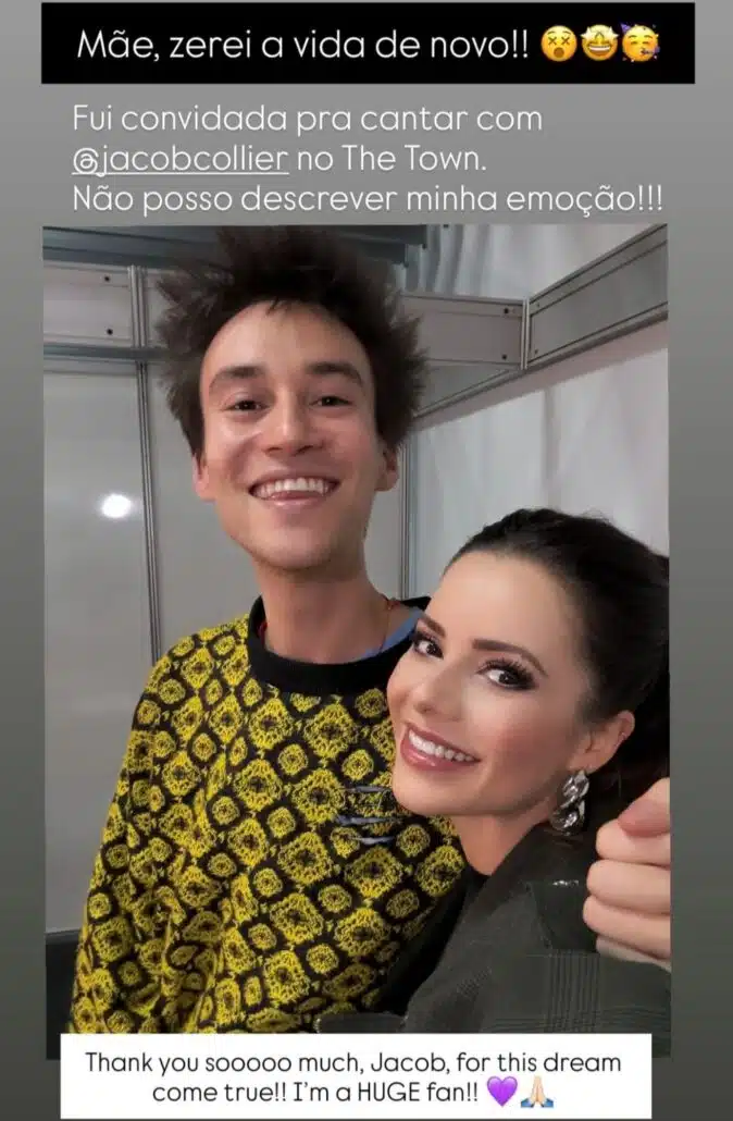 Ex e atual de Sandy posam juntos em show com o filho dela
