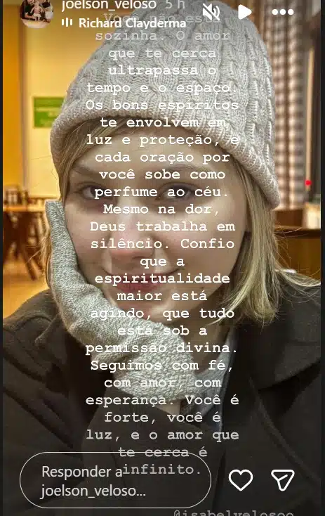 Pai revela complicações de Isabel Veloso e 1 arrependimento