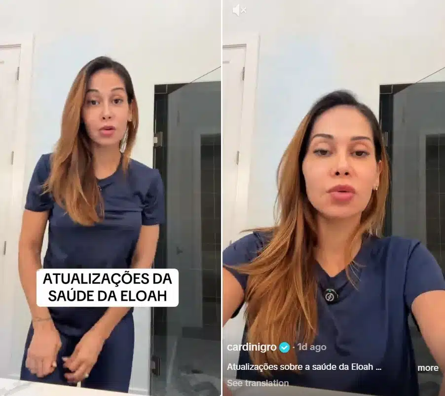 Maíra Cardi atualiza estado de saúde da filha caçula